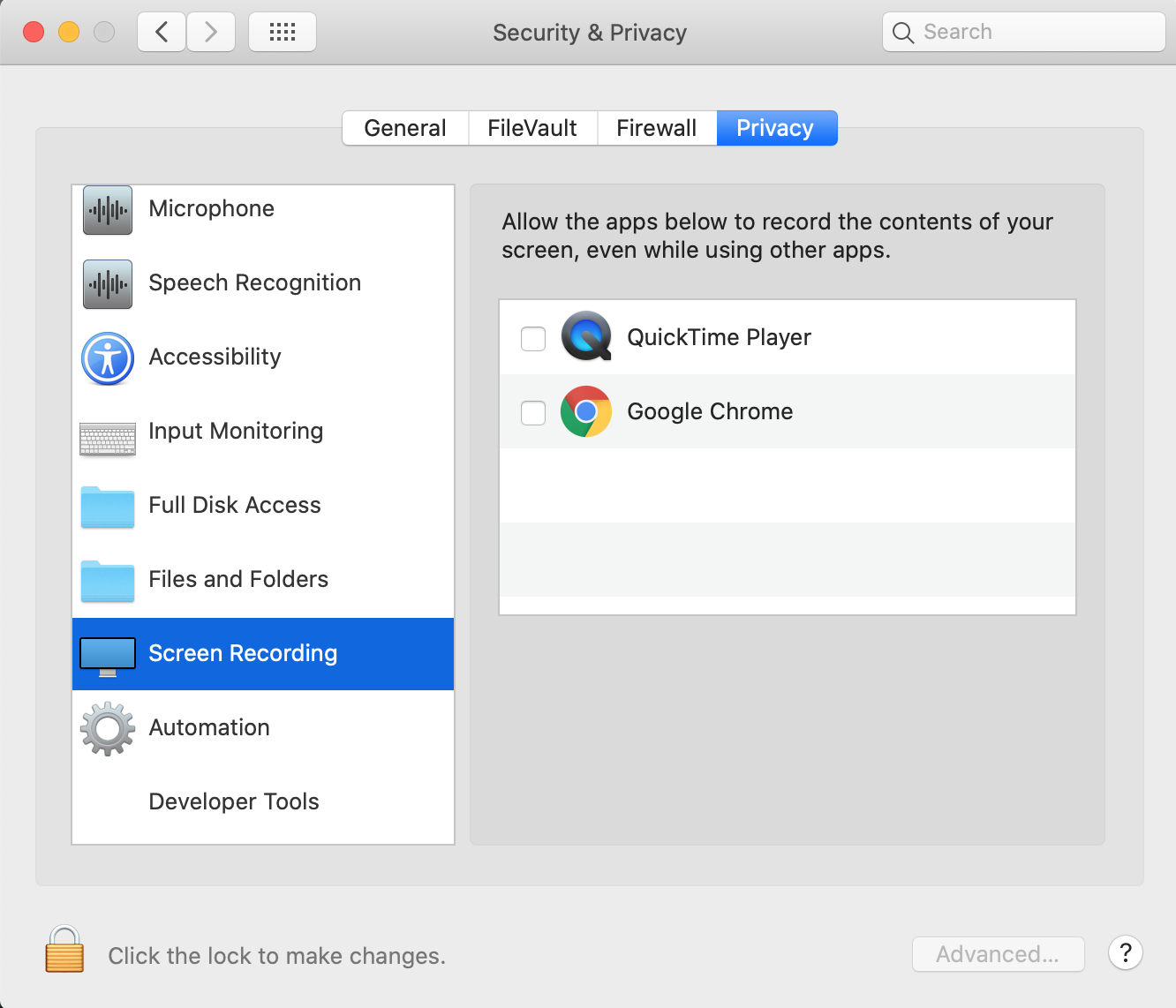 Screen Recording on macOS Catalina